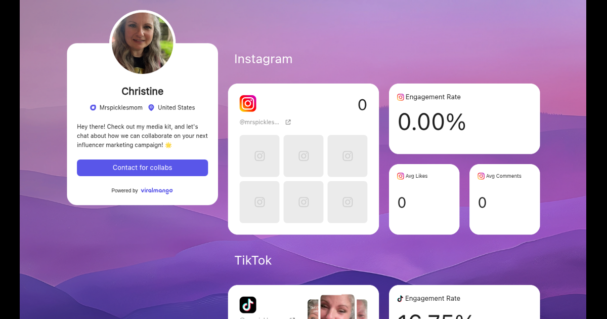 Christine Instagram and TikTok Influencer Media Kit - ViralMango