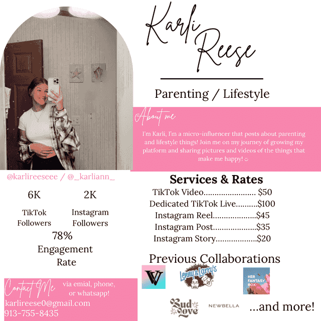 Karli Reese Instagram and TikTok Influencer Media Kit - ViralMango