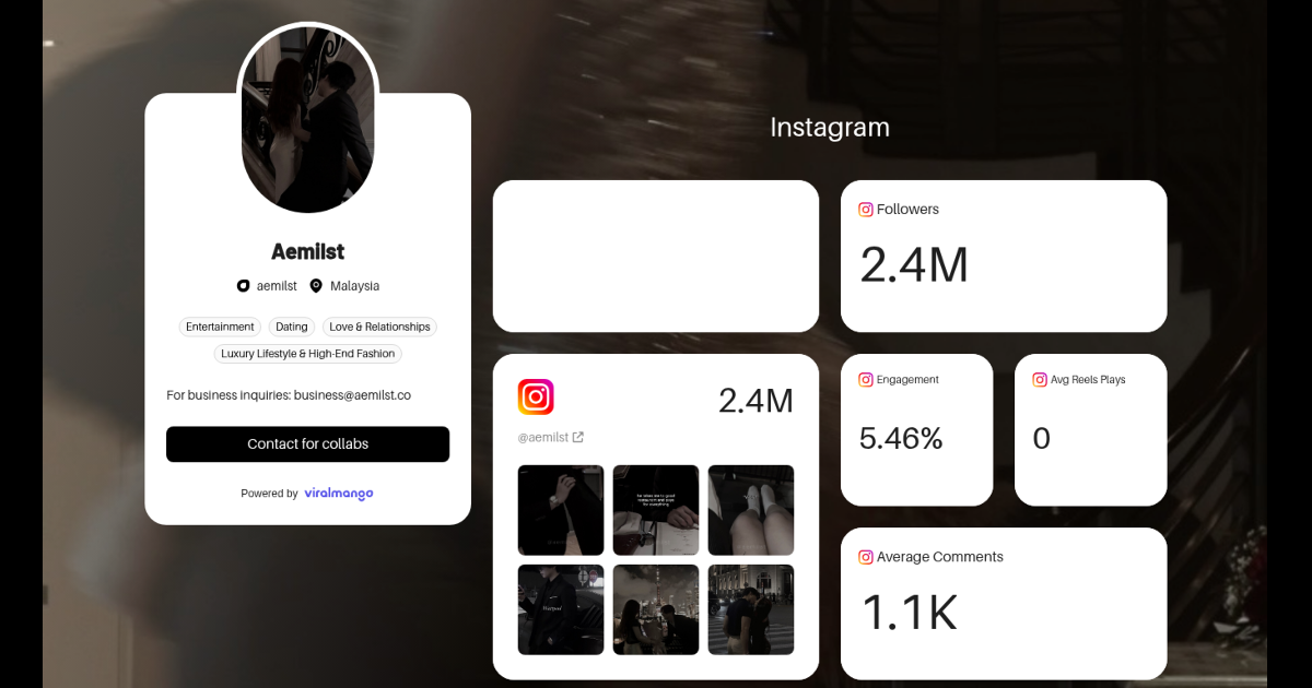 Ems Instagram and TikTok Influencer Media Kit - ViralMango
