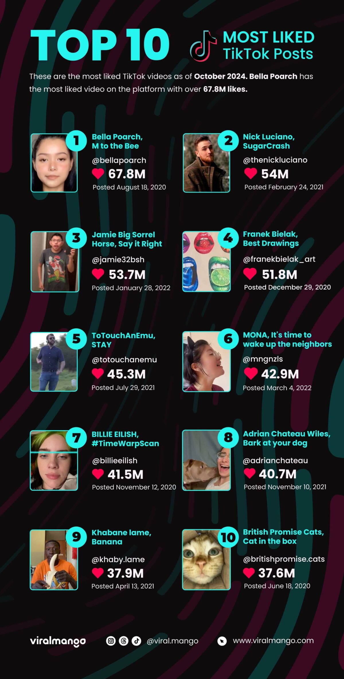 Top 10 Most Liked TikTok Videos - ViralMango Blog