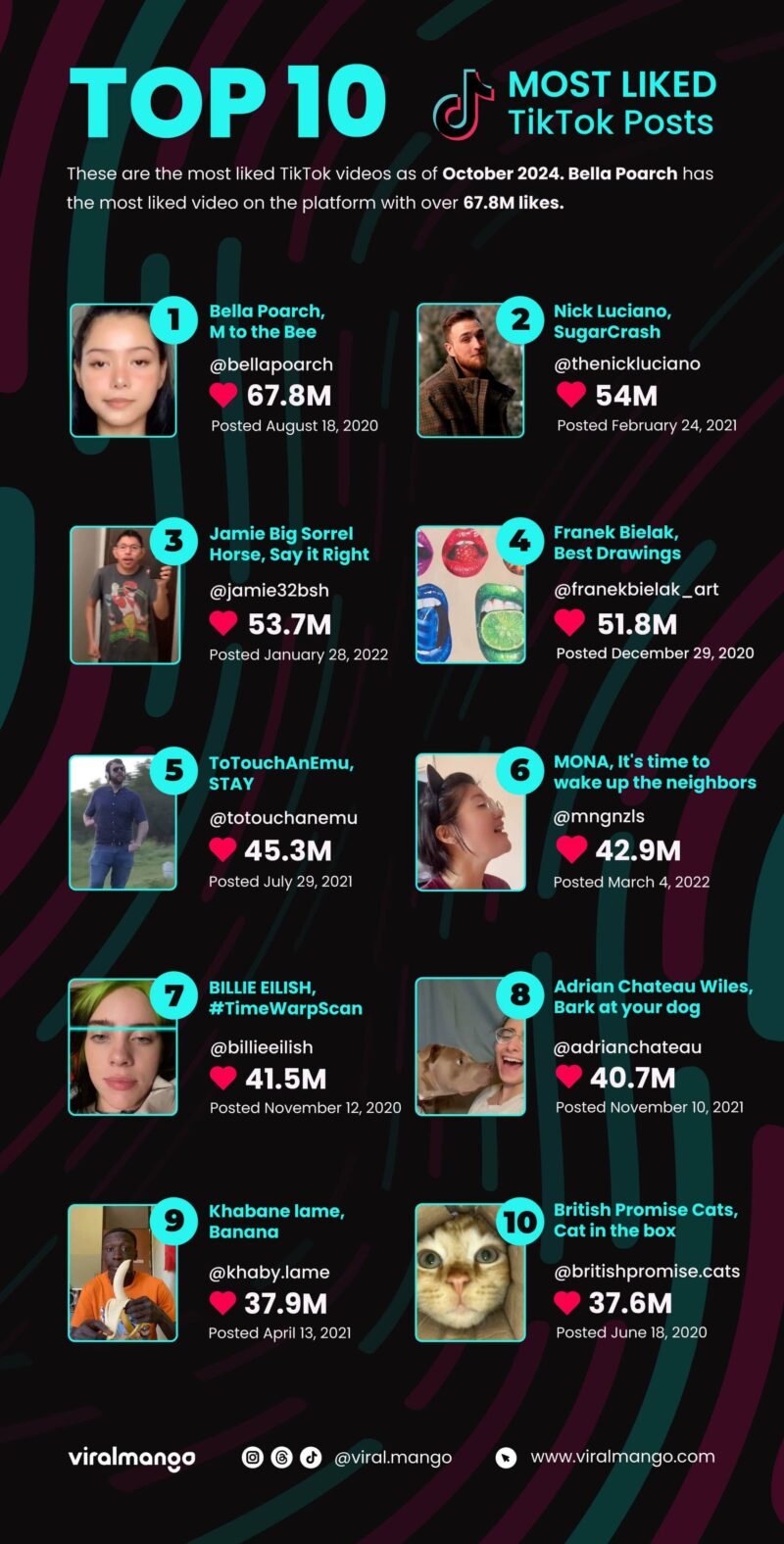 Top 10 Most Liked TikTok Videos - ViralMango Blog